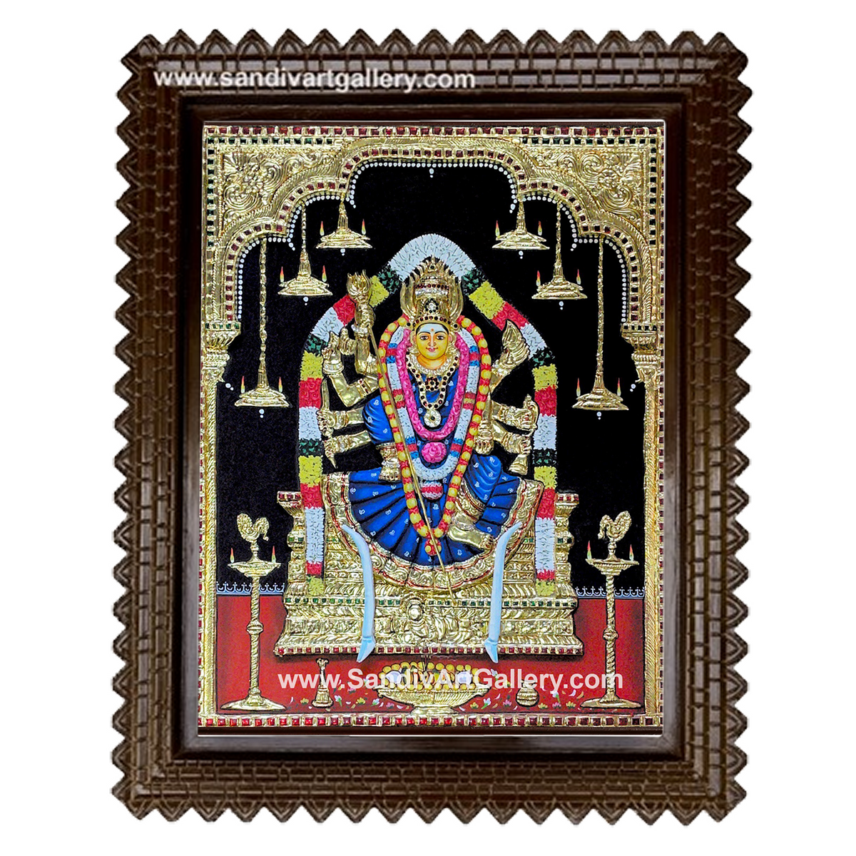 Buy Authentic Kavaya Kali Amman 3D Embossed Tanjore Painting- Sandiv ...